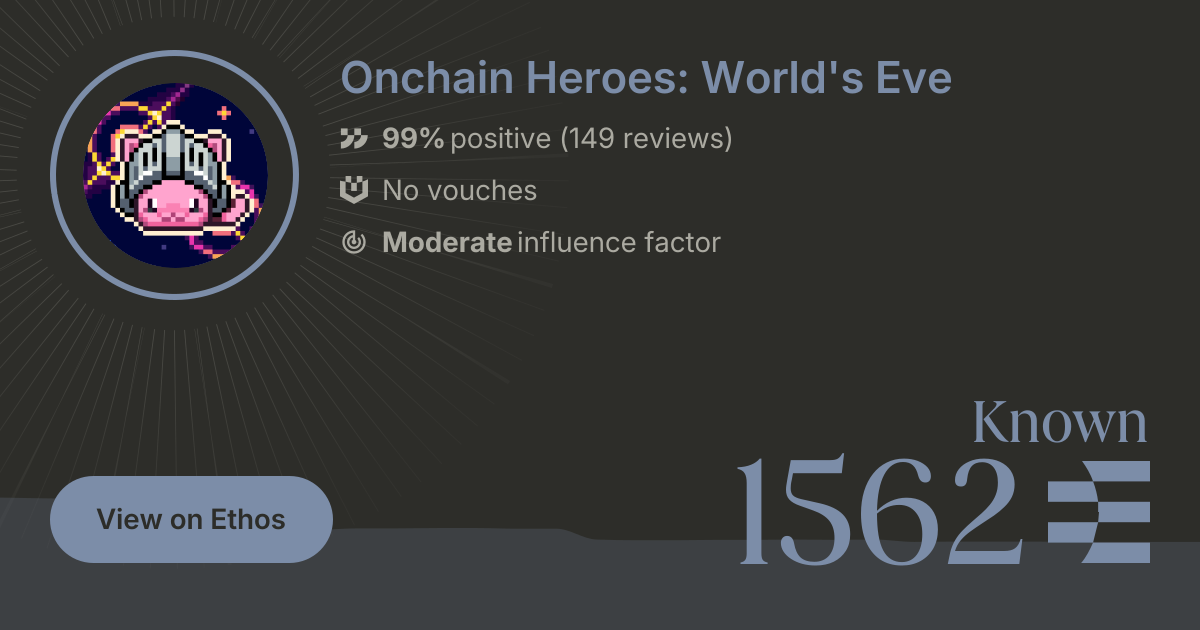Onchain Heroes | Idle RPG | Ethos credibility profile - 1465 (Known)